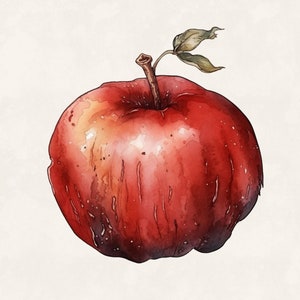 Rotten Apple Clipart Watercolor Illustration Commercial Use Digital ...
