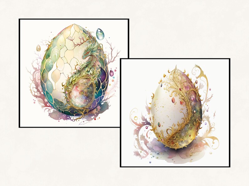 Magic Dragon Egg Clipart Commercial Use Watercolor Enchanted - Etsy
