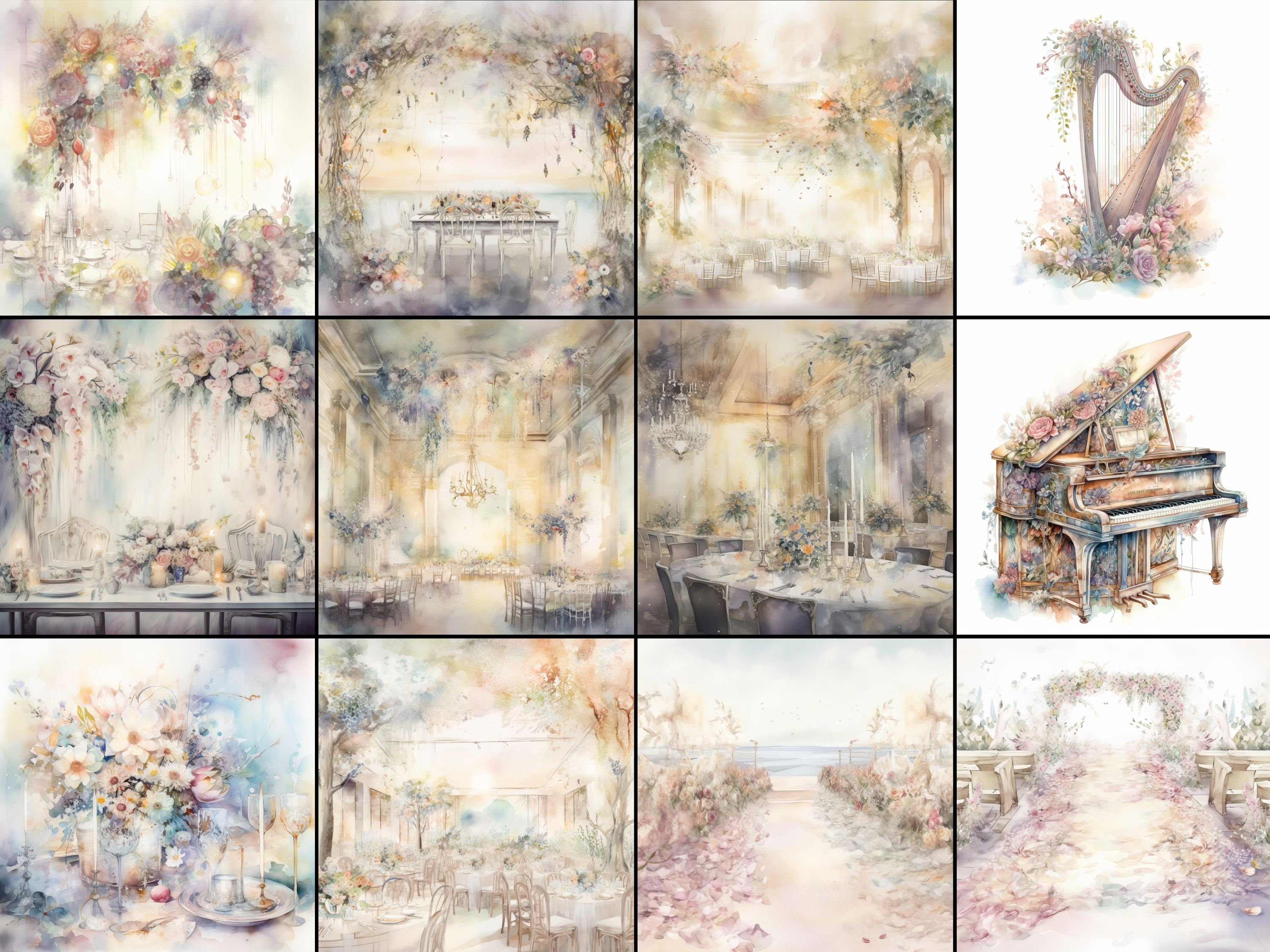 Vintage Wedding Clipart Mega Bundle Pastel Watercolor - Etsy Australia