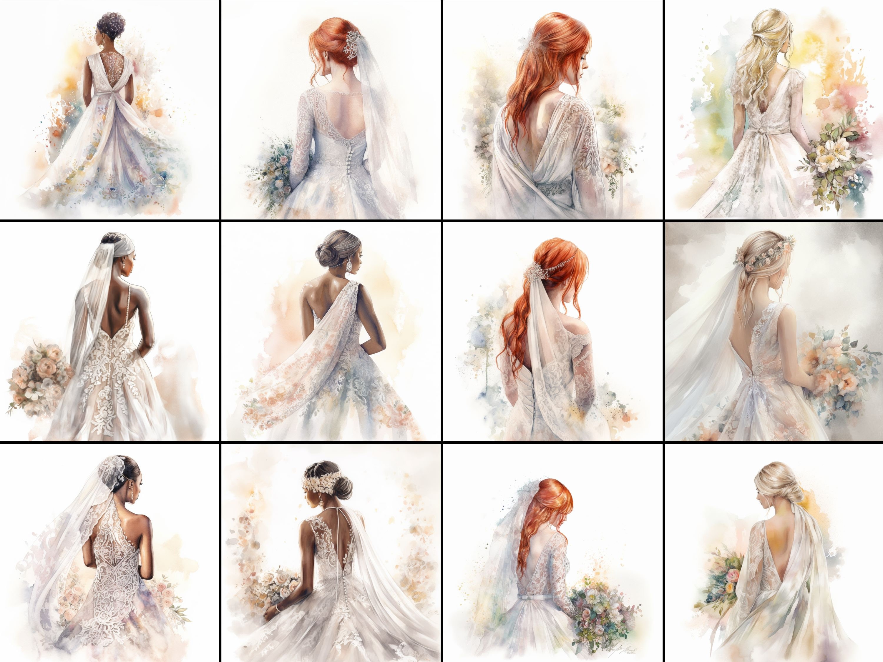 Vintage Wedding Clipart Mega Bundle Pastel Watercolor - Etsy UK