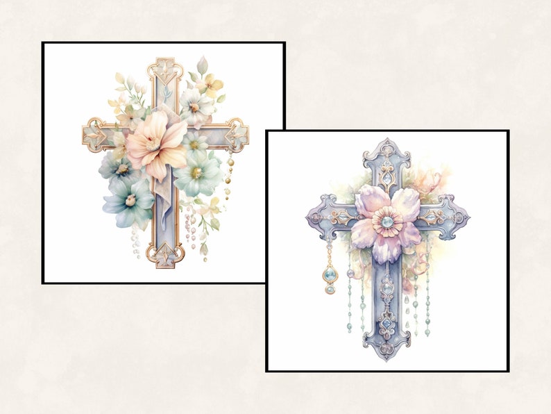 Pastel Cross Clipart Watercolor Illustration Commercial Use - Etsy