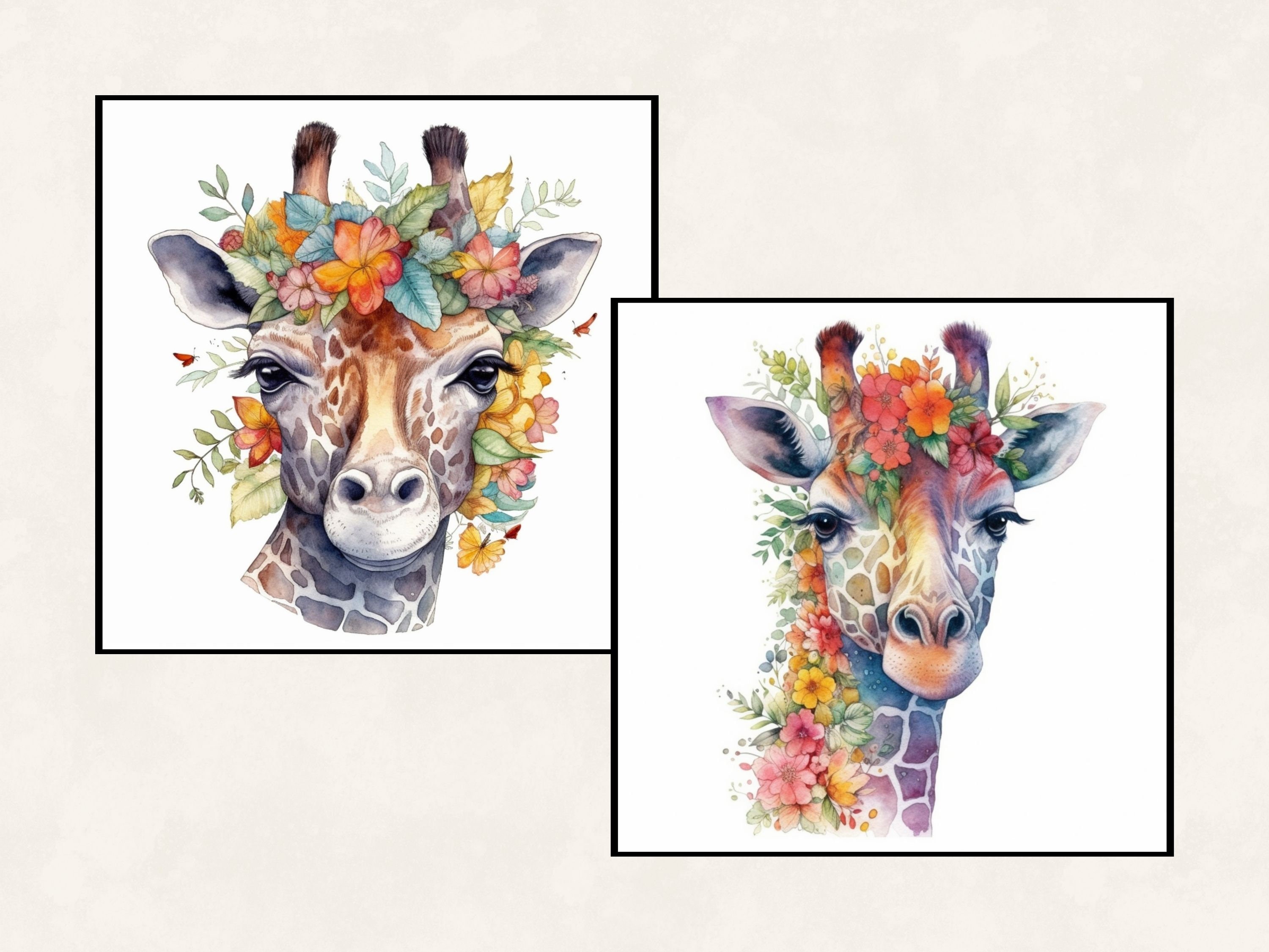 Boho Giraffe Clipart Watercolor Illustration Commercial Use - Etsy