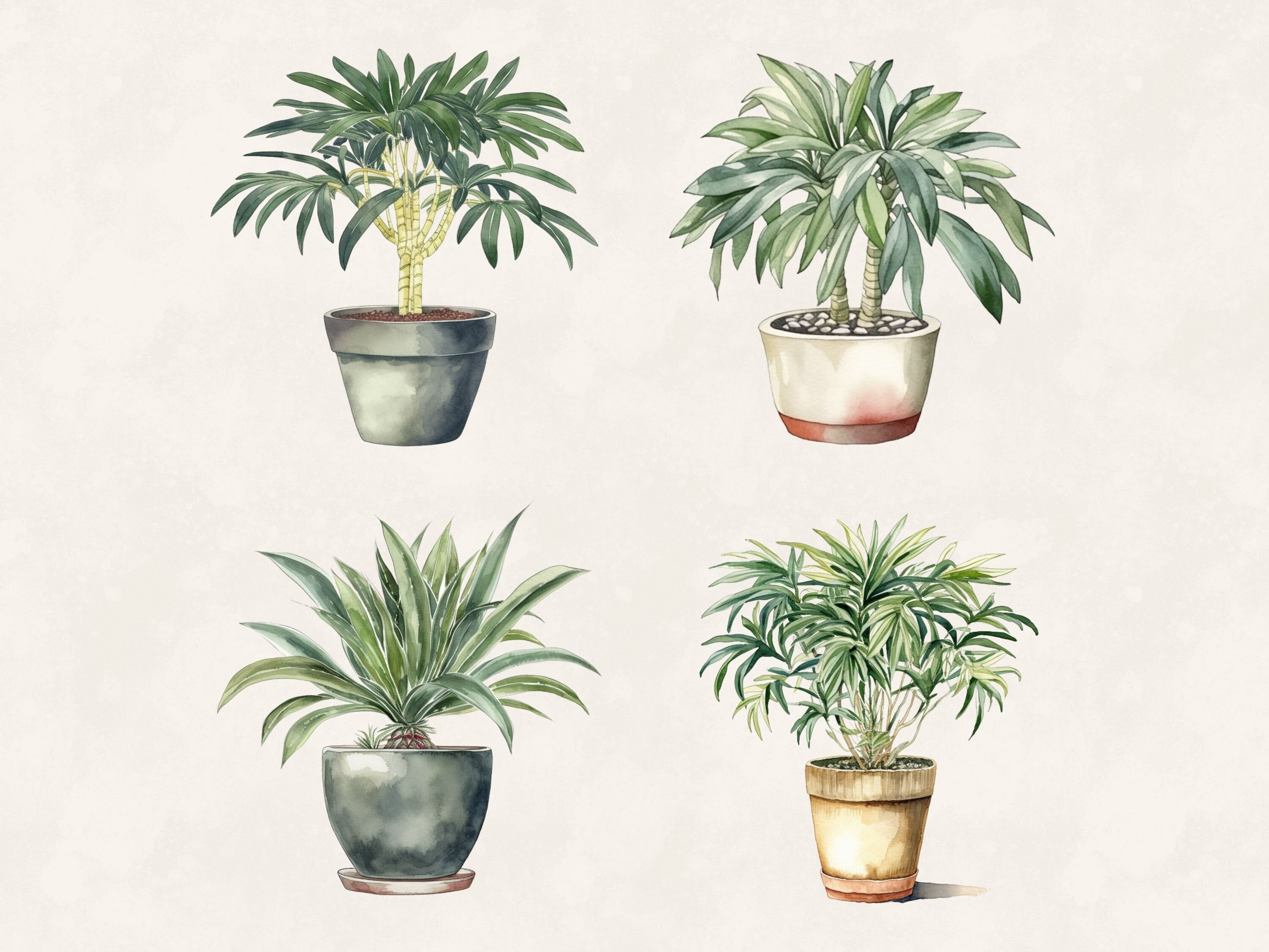 Potted Plants Watercolor Clipart Bundle Commercial Use Digital - Etsy ...