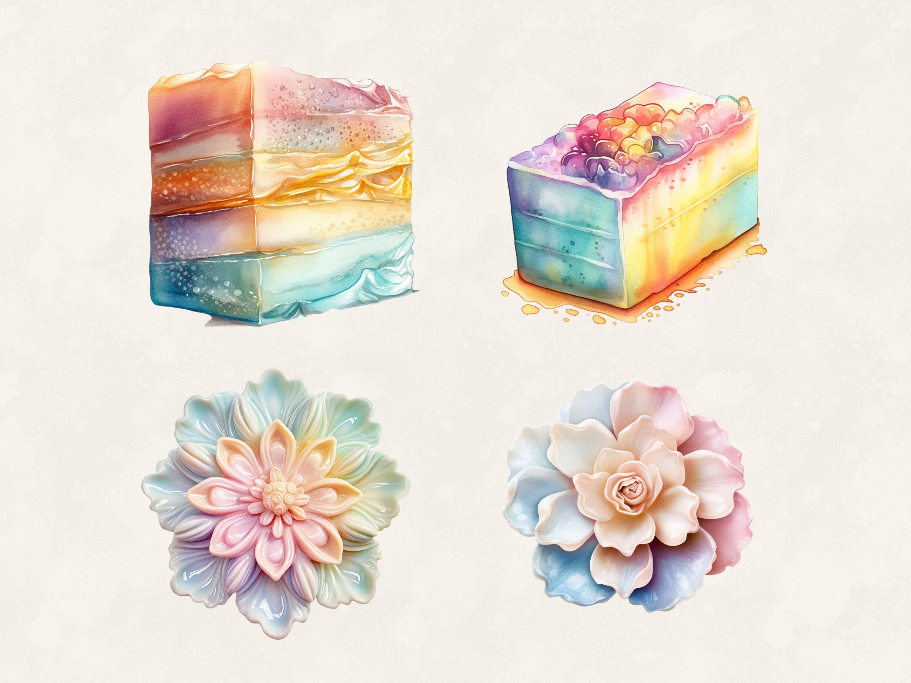 Pastel Soap Clipart Bundle Watercolor Commercial Use Digital Design ...