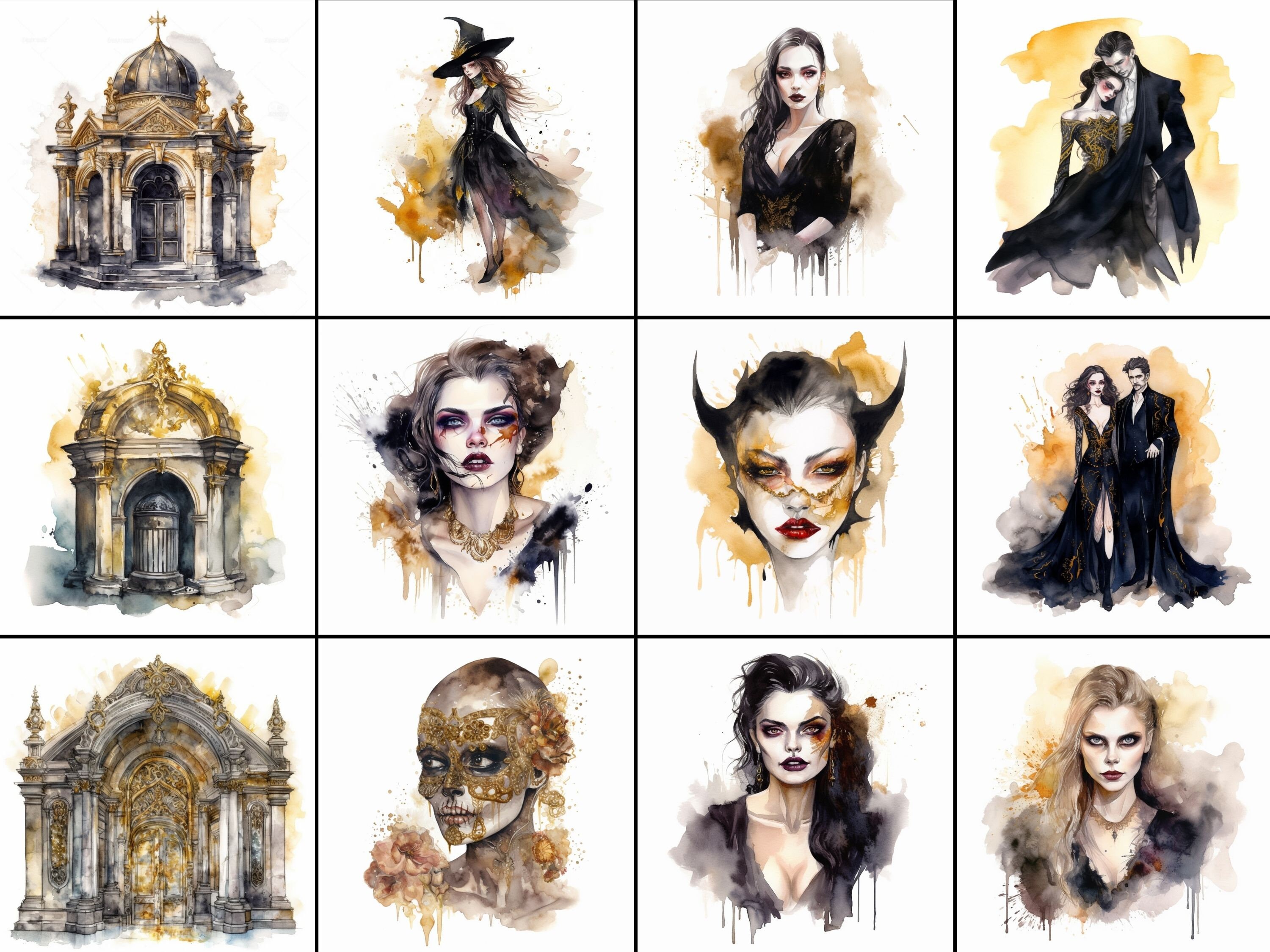 Ultimate Vampire Clipart Bundle Commercial Use Watercolor - Etsy