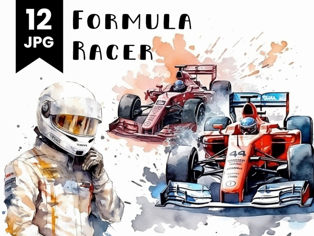 Formula Racer Print Art Illustration Cars Clipart Watercolor Racing ...