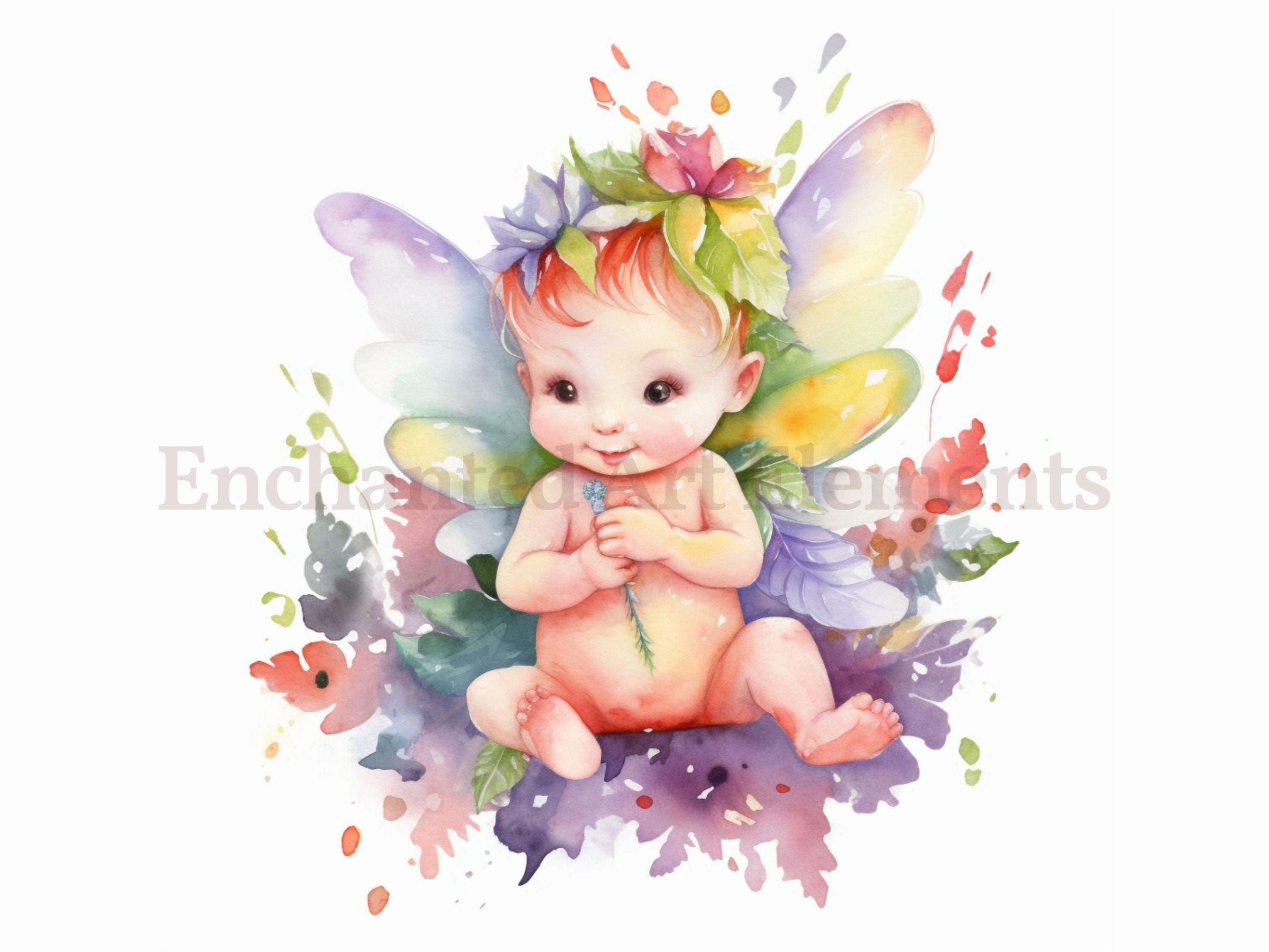 5 Nursery Pixie Clipart Watercolor Illustration Commercial Use - Etsy