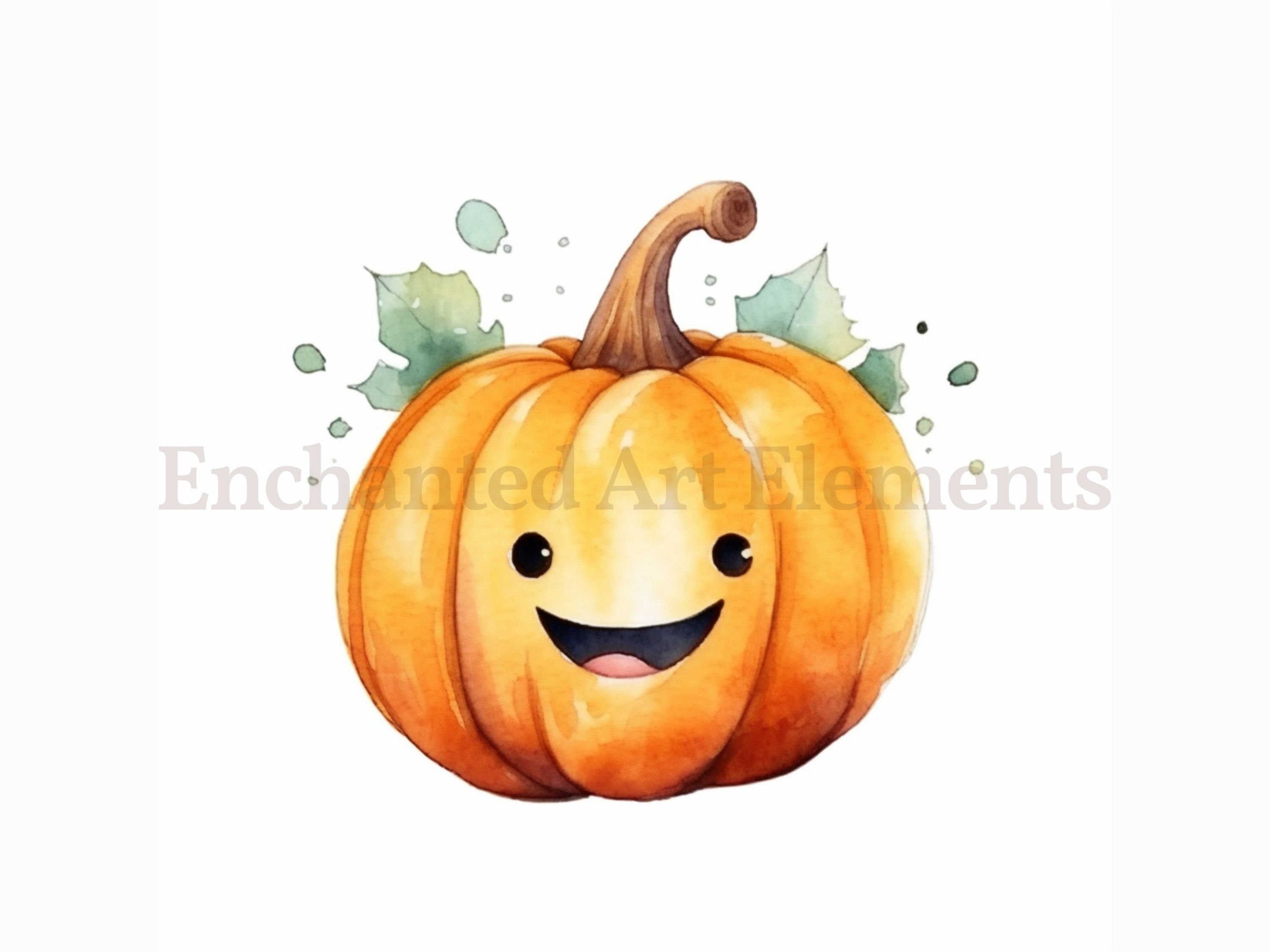 Cute Pumpkin Clipart Watercolor Illustration Halloween Clipart - Etsy