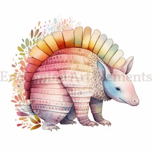 4 Watercolor Animated Armadillo Illustration Nursery Art Commercial Use ...