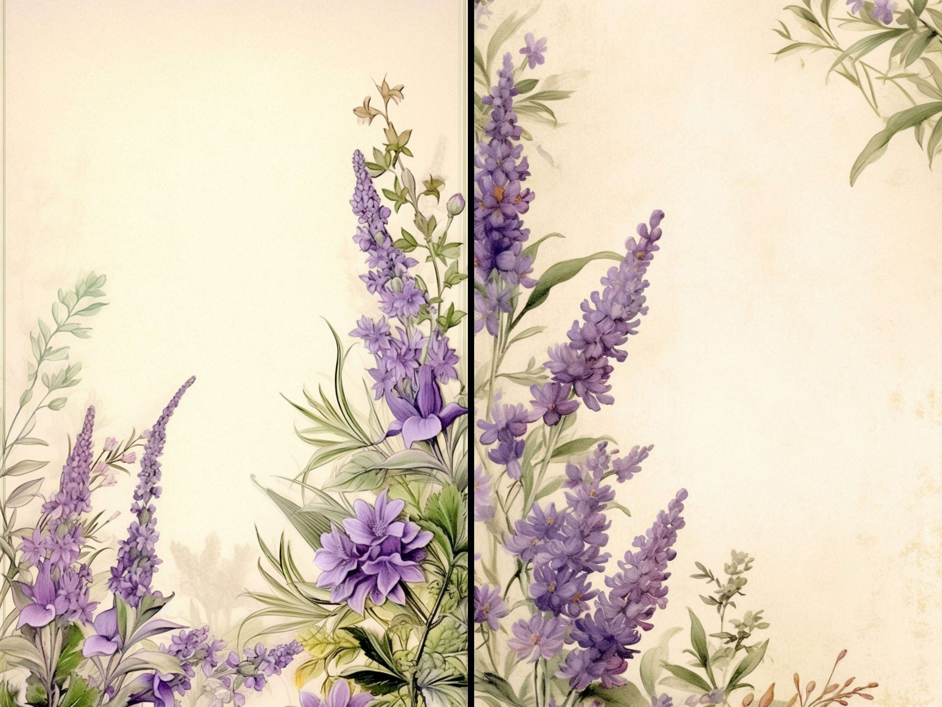 Lavender Flowers Parchment Downloadable Paper for Commercial - Etsy
