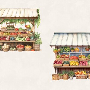 Farm Stand Clipart Watercolor Illustration Commercial Use Digital ...