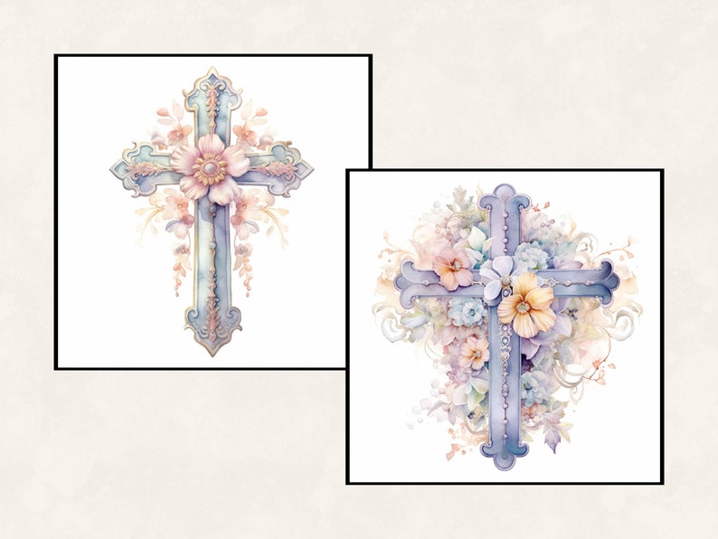 Pastel Cross Clipart Watercolor Illustration Commercial Use - Etsy