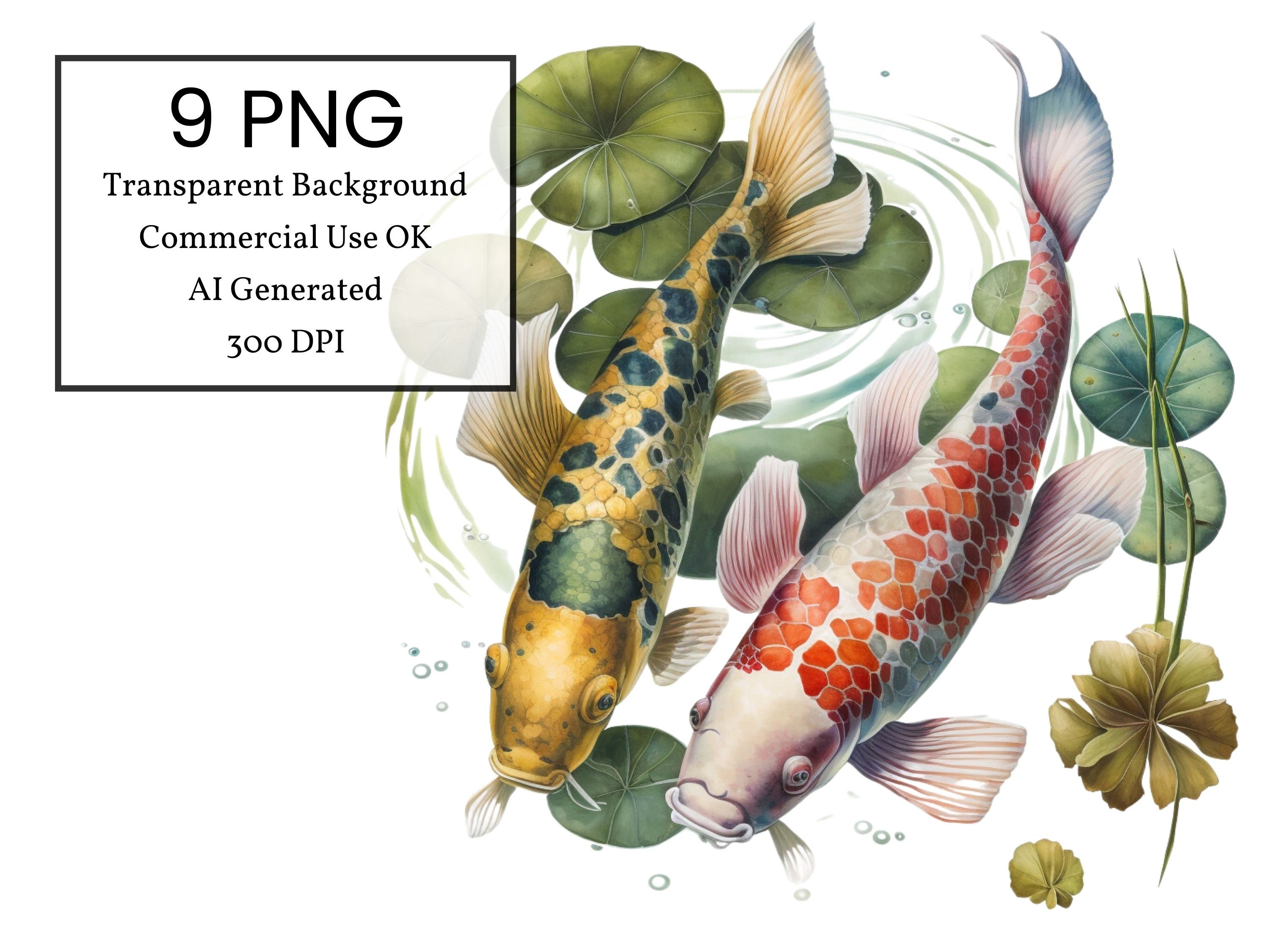 9 Koi Fish Clipart Variety Bundle Commercial Use Allowed - Etsy