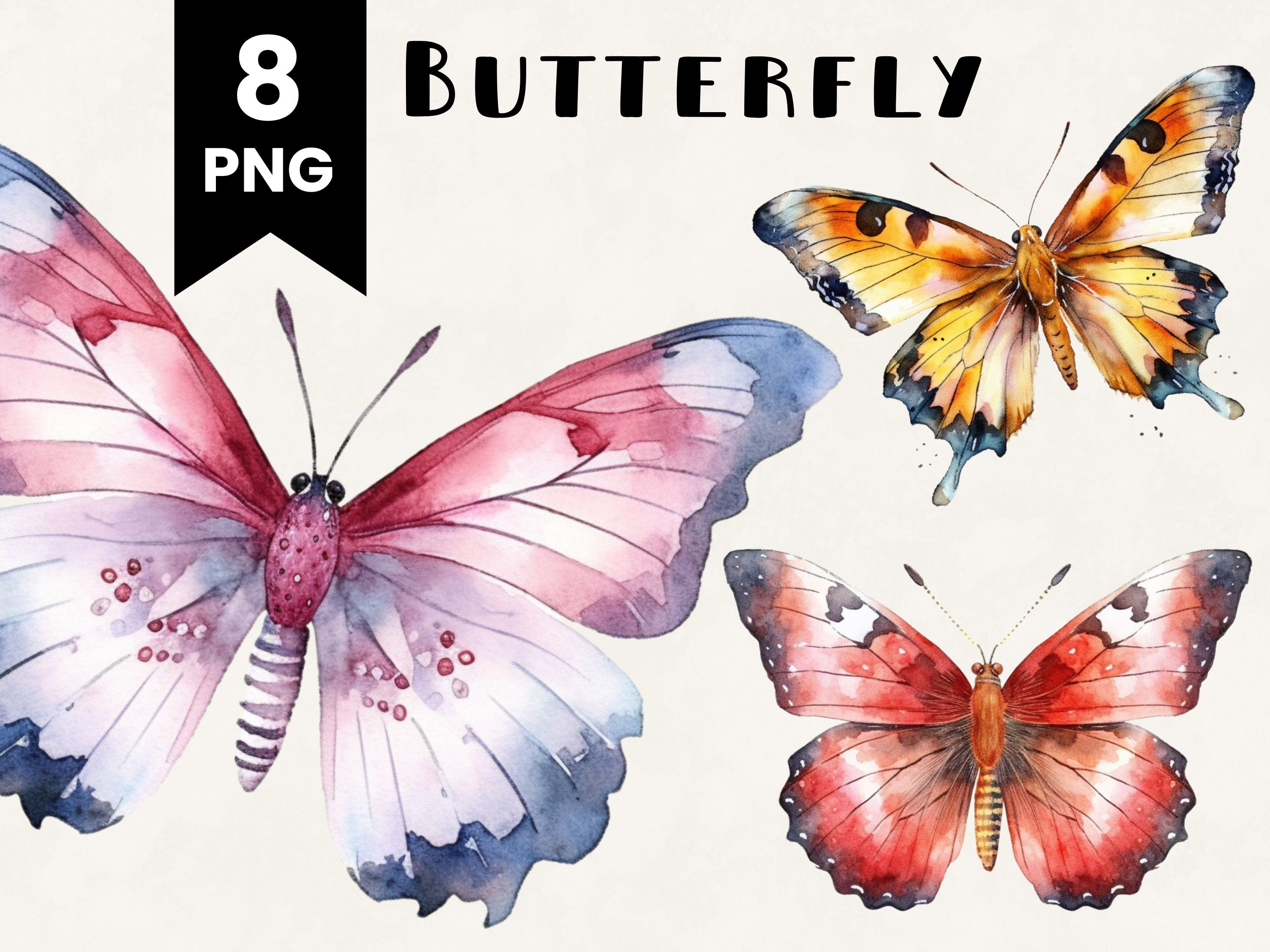 Watercolor Butterfly Clipart Bundle Commercial Use Watercolor - Etsy