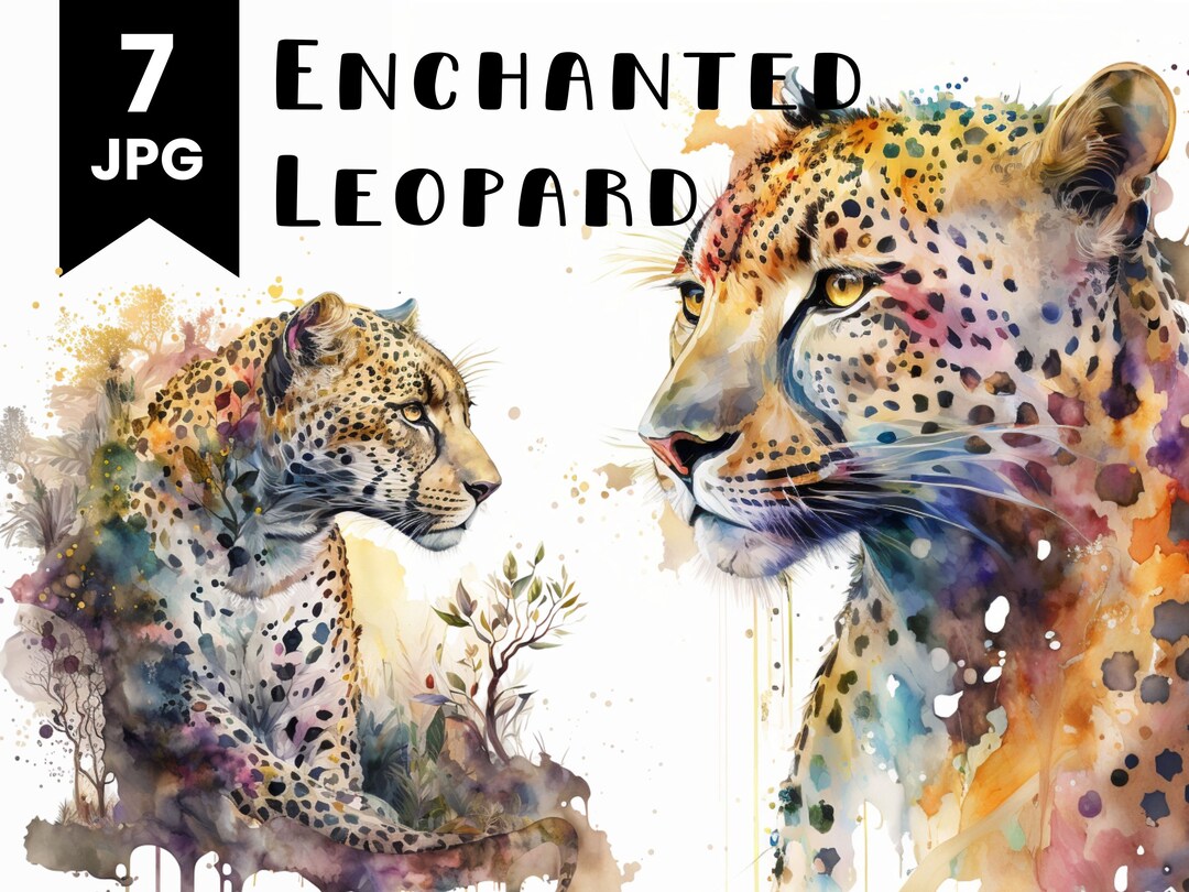 Magic Leopard Clipart, Commercial Use, Watercolor Enchanted Leopard ...