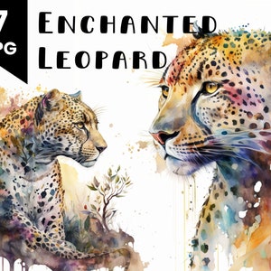 Magic Leopard Clipart, Commercial Use, Watercolor Enchanted Leopard ...