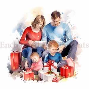 Christmas Morning Clipart Watercolor Illustration Commercial Use ...