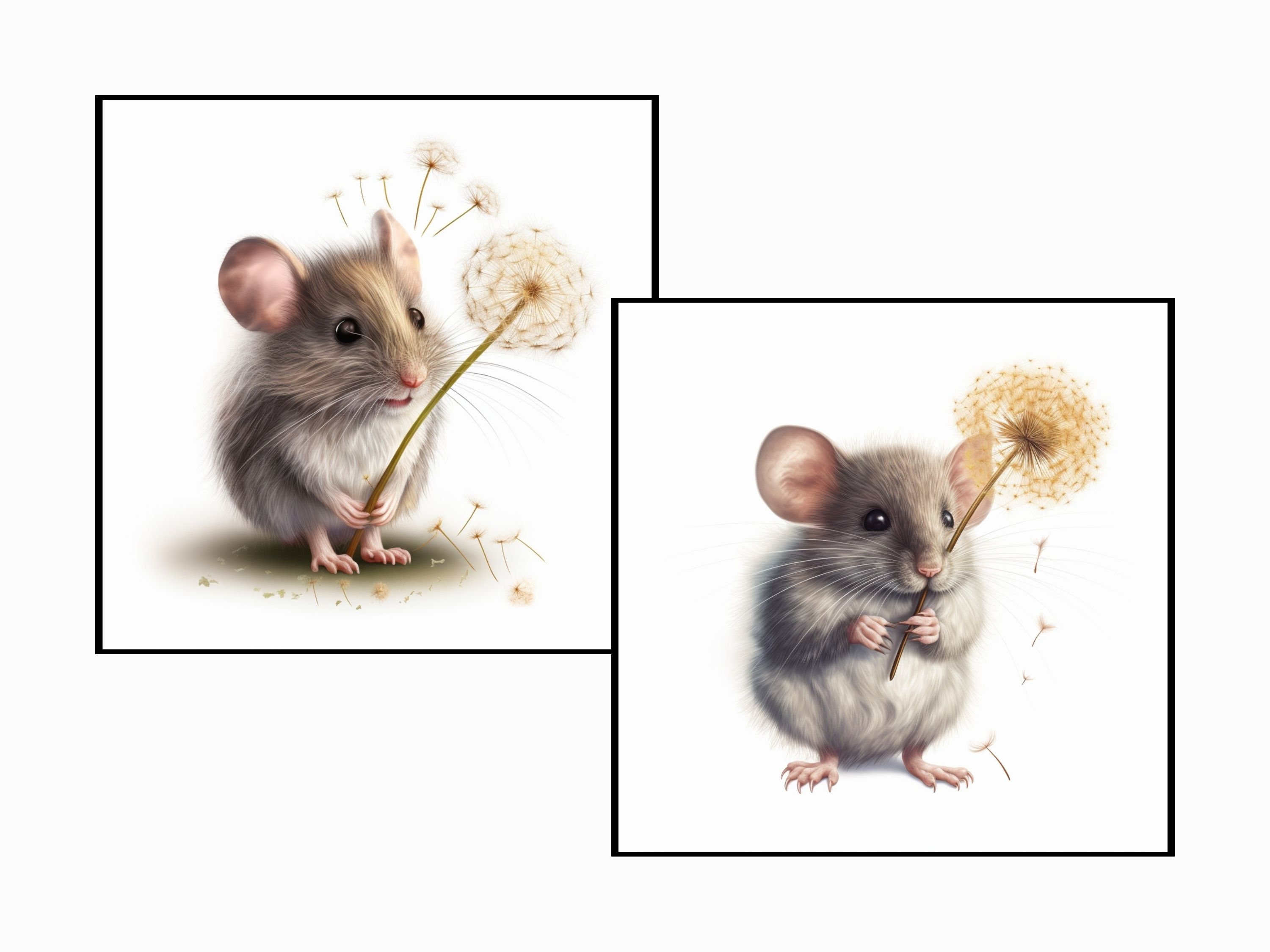 Cute Mouse and Dandelion Watercolor Illustration Cheeky Mouse - Etsy