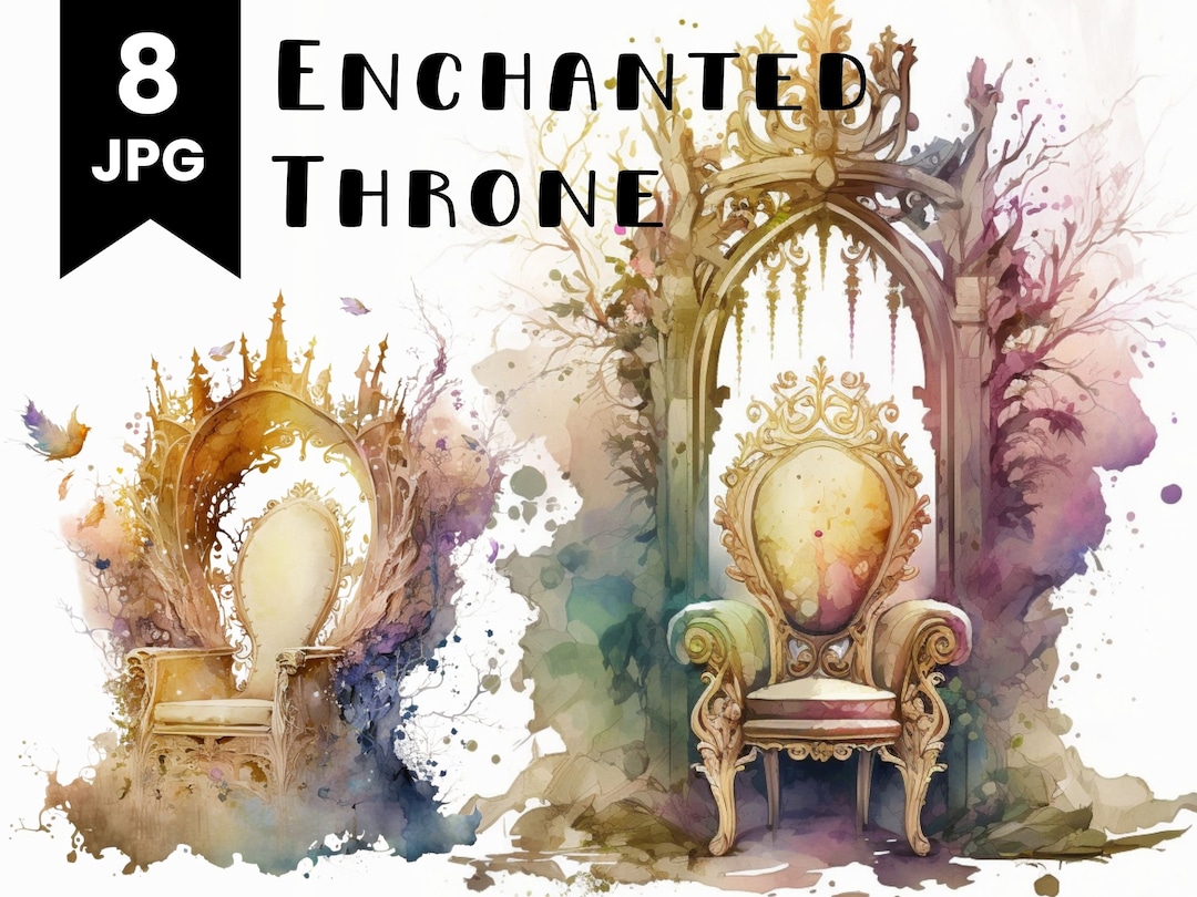 Magic Throne Clipart, Commercial Use, Watercolor Enchanted Throne ...