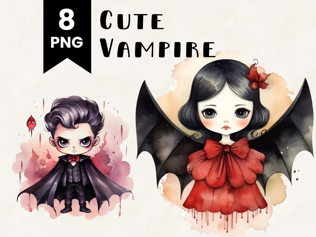 Cute Vampire Clipart Watercolor Illustration for Halloween Commercial ...