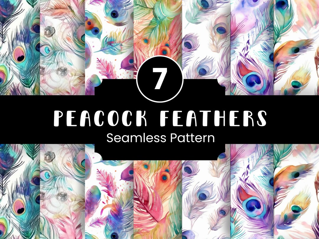Peacock Feathers Seamless Pattern Commercial Use Watercolor Peacock ...
