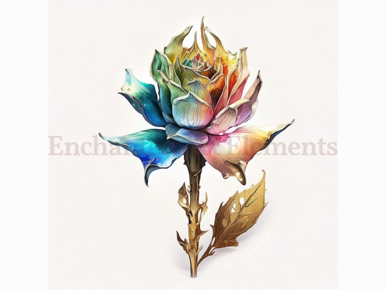 9 Magic Flower Illustration Commercial Use Watercolor Flower - Etsy