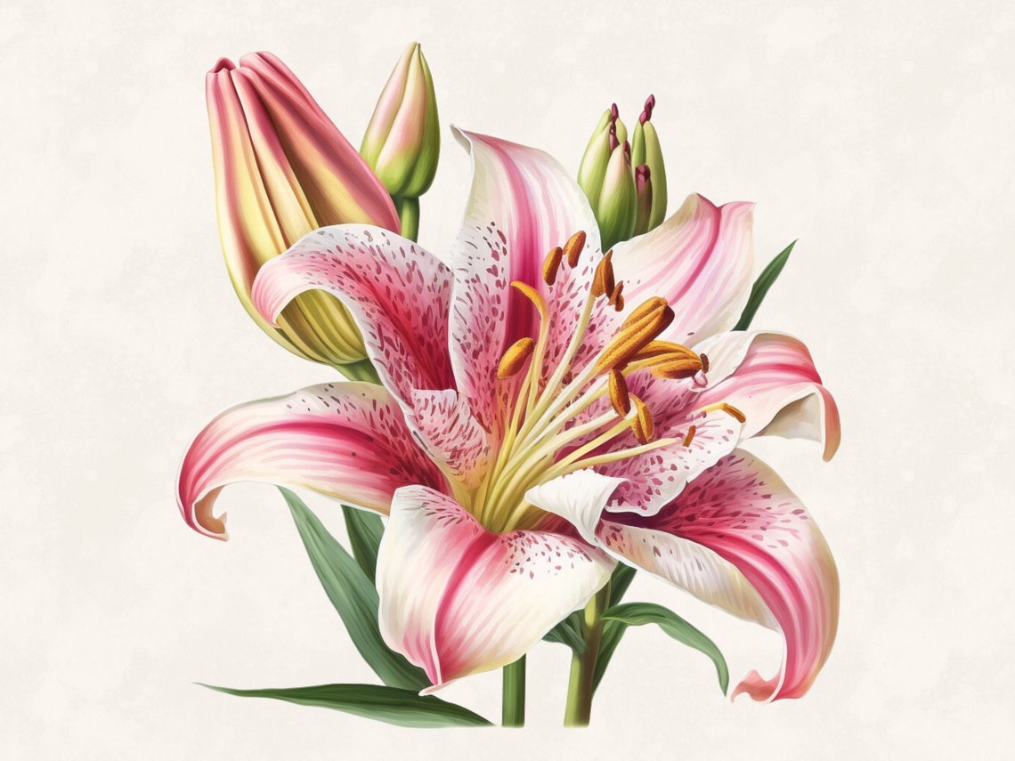 Watercolor Stargazer Lily Clipart Bundle (PNG Files) - Etsy