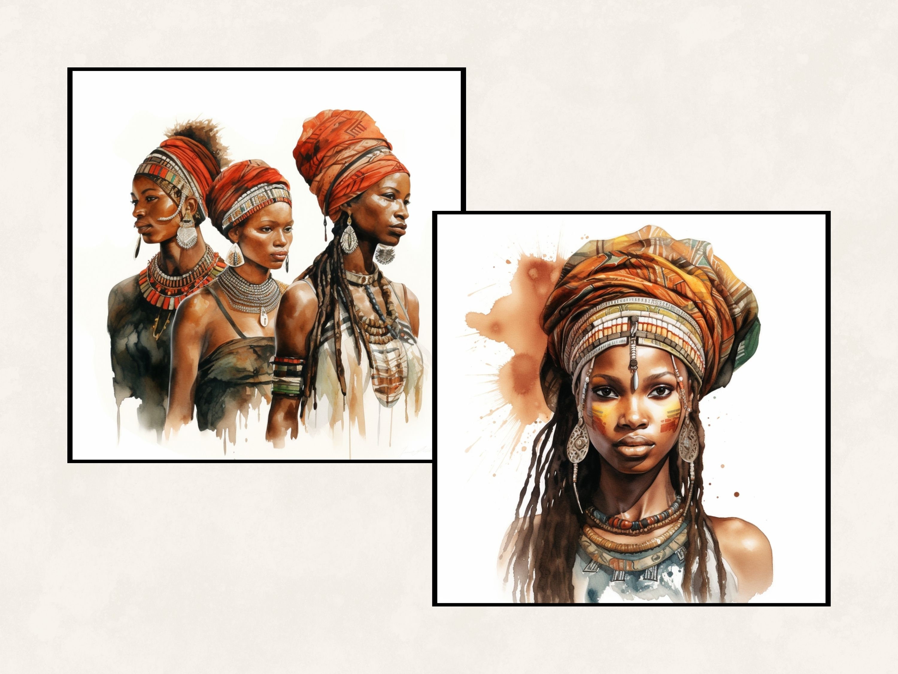 African Clipart Watercolor Figures Clipart Commercial Use - Etsy