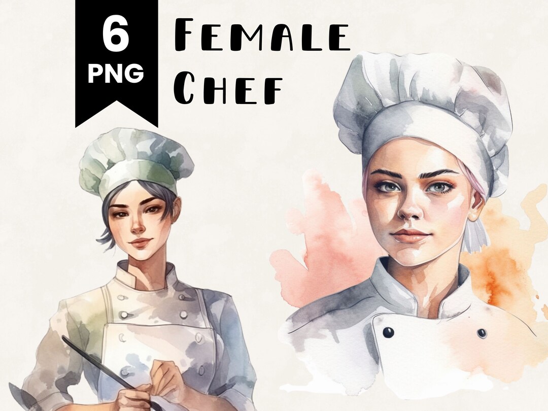 Female Chef Watercolor Clipart Bundle Commercial Use Digital Design ...