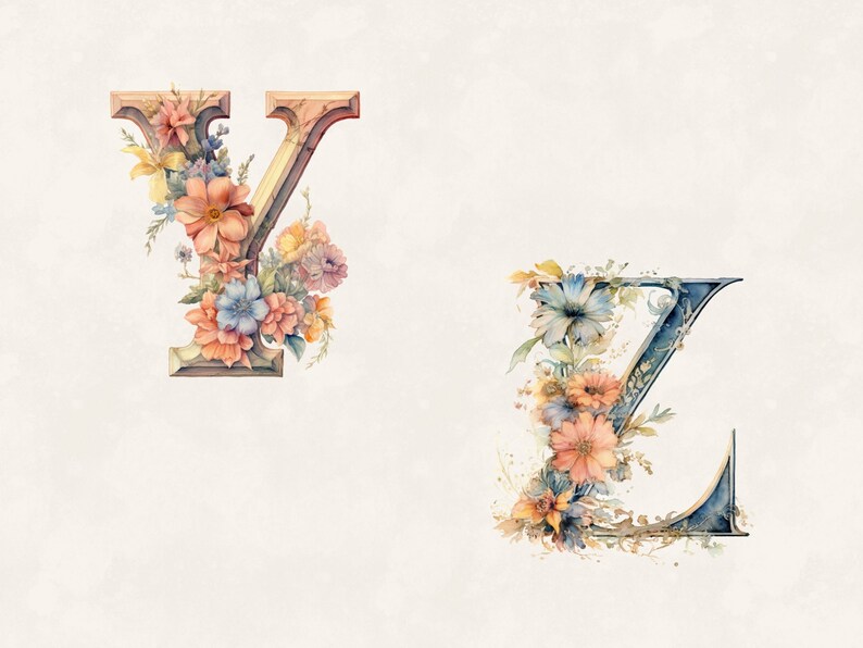 Vintage Alphabet Clipart Mega Bundle Pastel Watercolor - Etsy