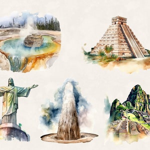 Ultimate Famous Landmarks Clipart Bundle Commercial Use Watercolor ...