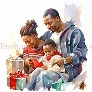 Christmas Morning Clipart Watercolor Illustration Commercial Use ...