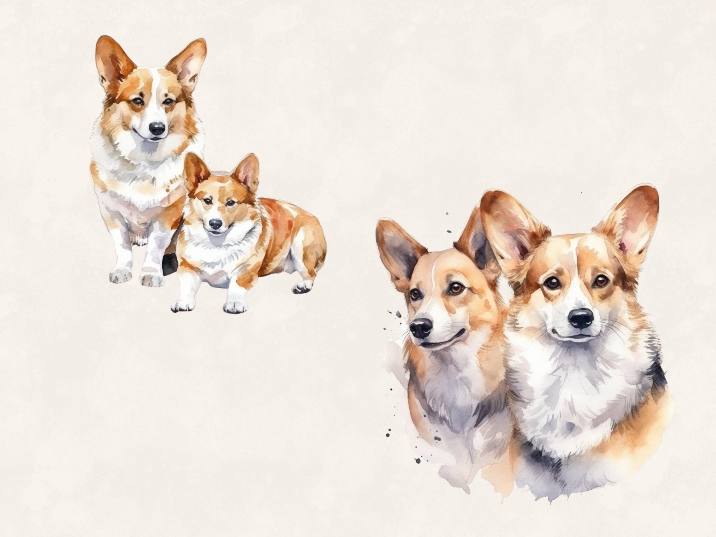 Corgi Dog Clipart Watercolor Illustration Commercial Use - Etsy