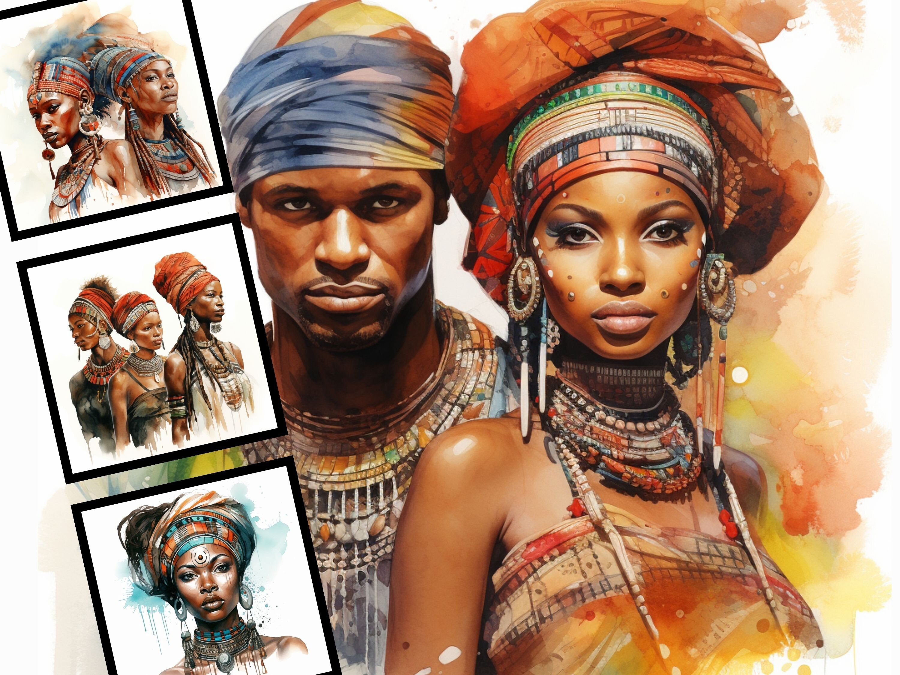 African Clipart Watercolor Figures Clipart Commercial Use - Etsy