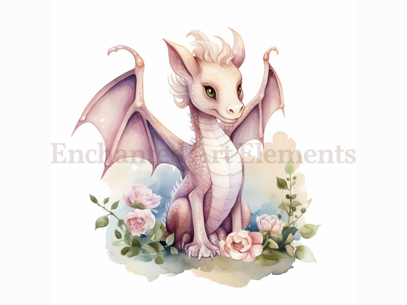Cute Dragon Clipart Watercolor Illustration Kids Clipart - Etsy