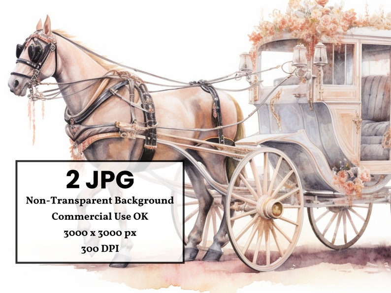 Horse Drawn Carriage Print Art Romantic Illustration - Etsy