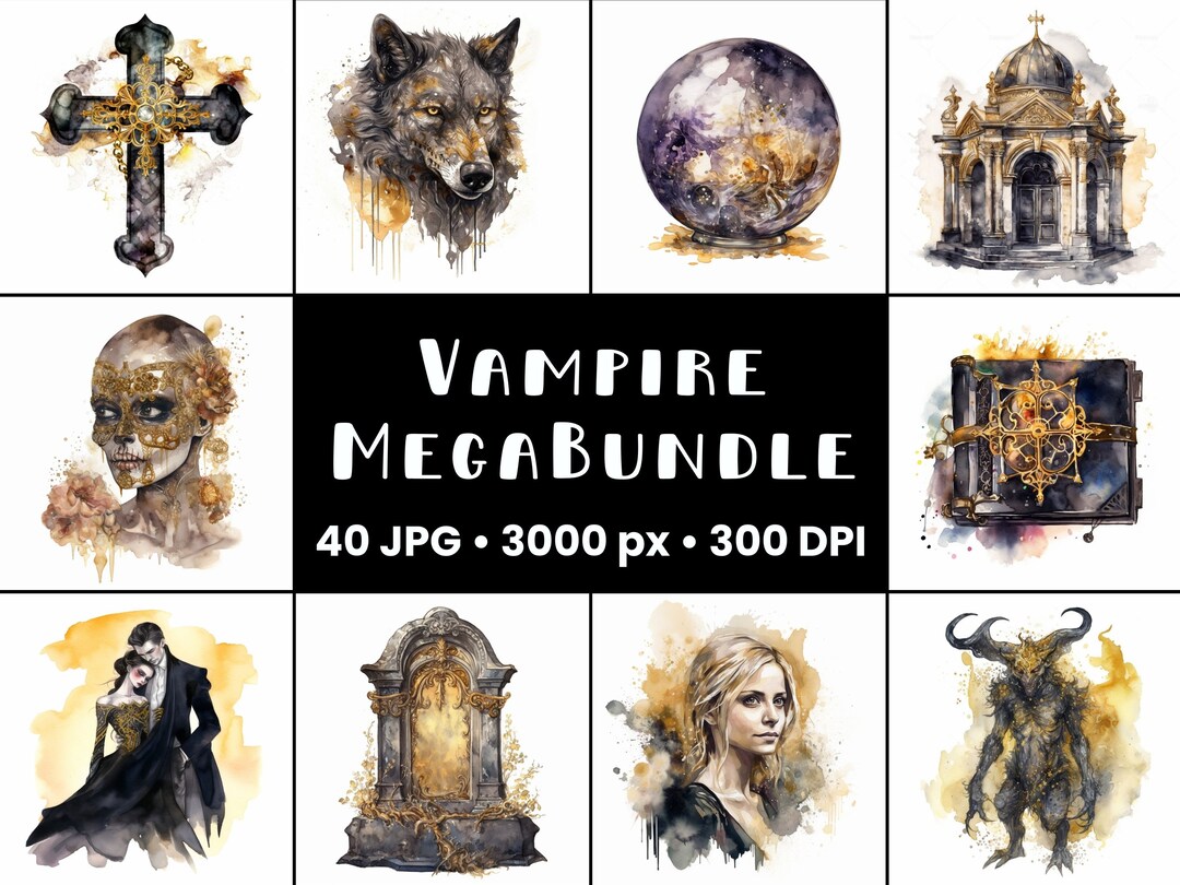 Ultimate Vampire Clipart Bundle Commercial Use Watercolor Magical ...