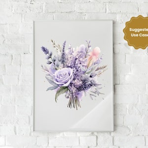 16 Pastel Lavender Bouquet Clipart Bundle Commercial Use Allowed ...