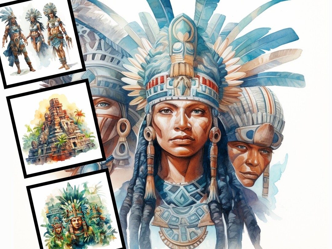 Mayan Clipart Watercolor Commercial Use Digital Design Bundle for POD ...