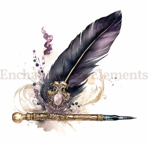 Quill Pen Print Art Dark Academia Illustration Commercial Use ...