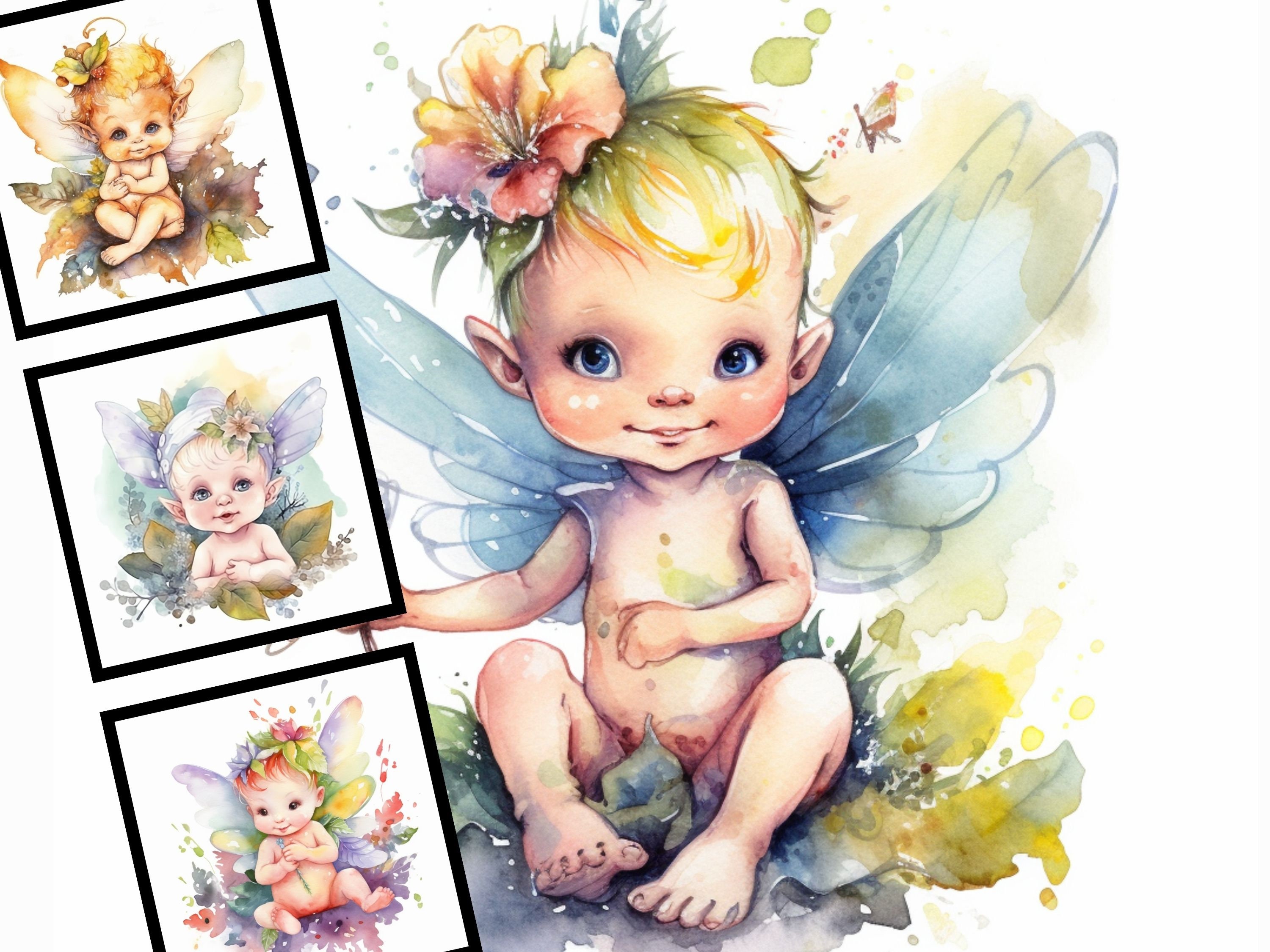5 Nursery Pixie Clipart Watercolor Illustration Commercial Use - Etsy