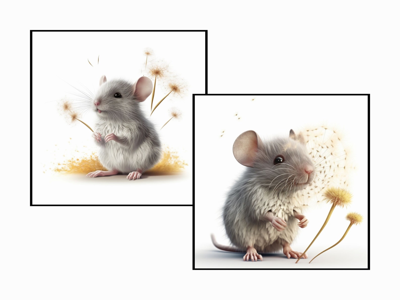 Mouse and Dandelion Watercolor Illustration, Commercial Use (JPG Files ...