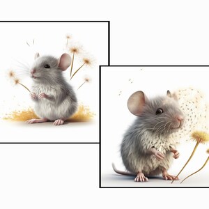 Mouse and Dandelion Watercolor Illustration, Commercial Use (JPG Files ...