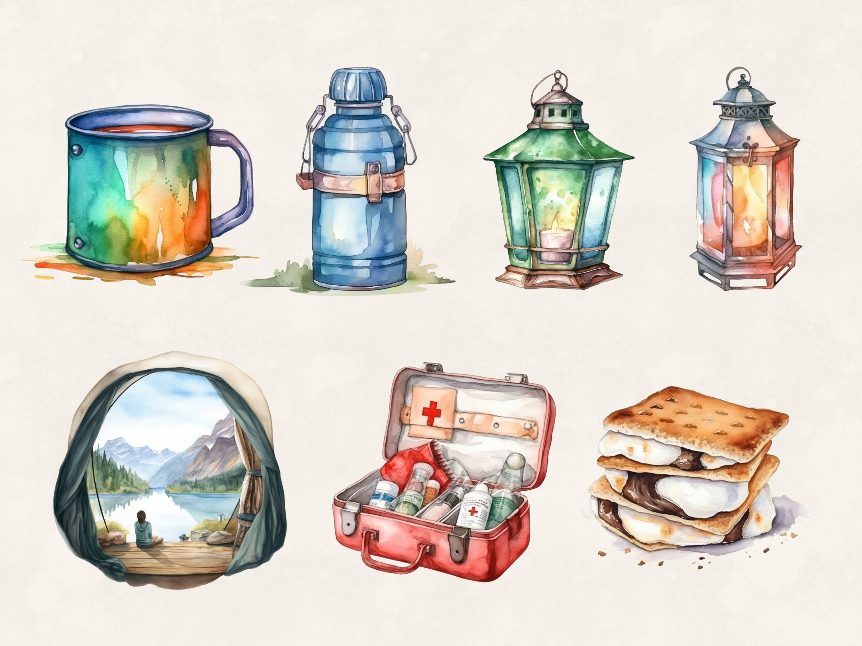 Ultimate Camping Clipart Bundle Commercial Use Watercolor Travel ...