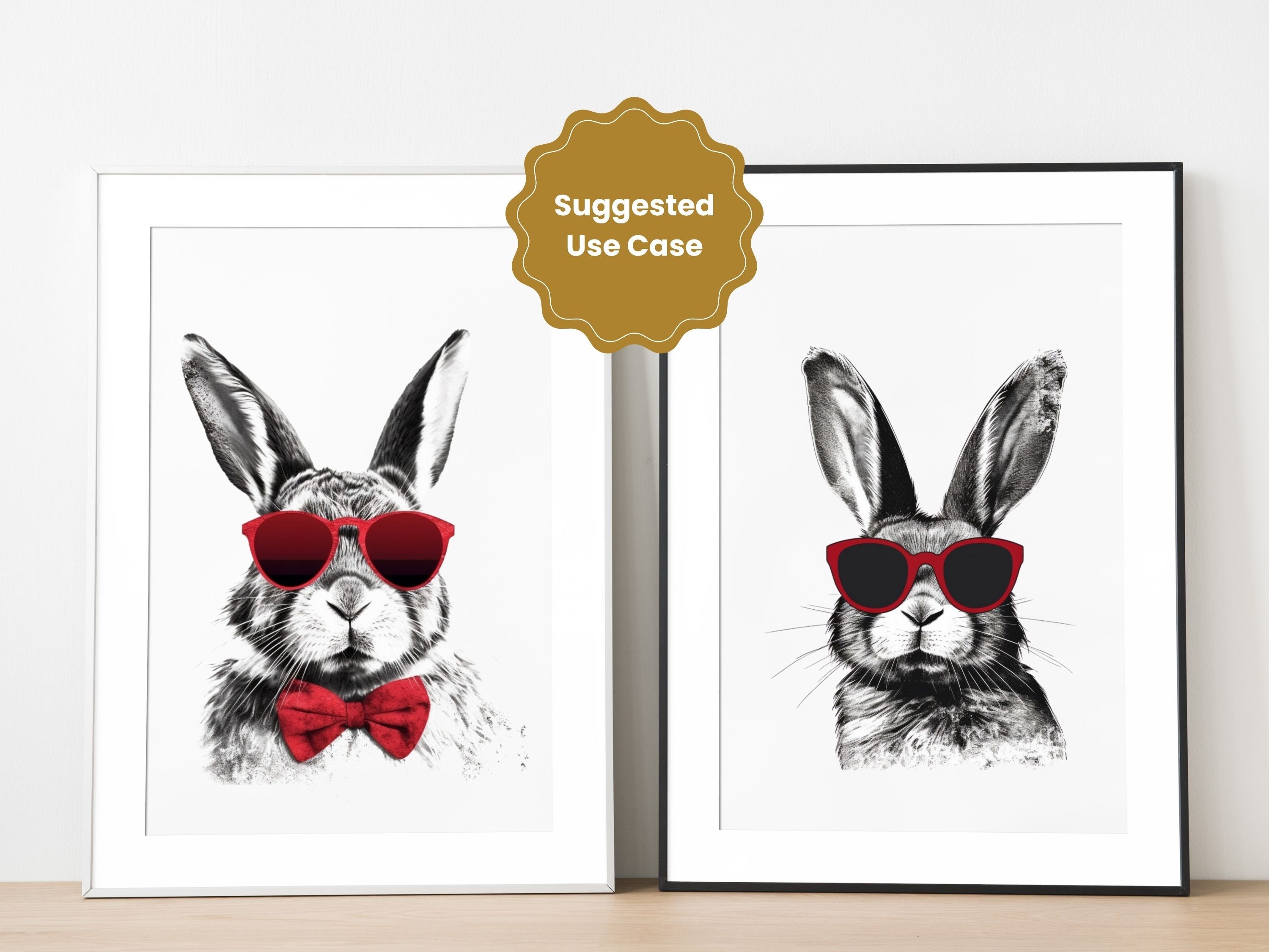 B&W Bunny Clipart Bundle Commercial Use Watercolor Digital Design ...