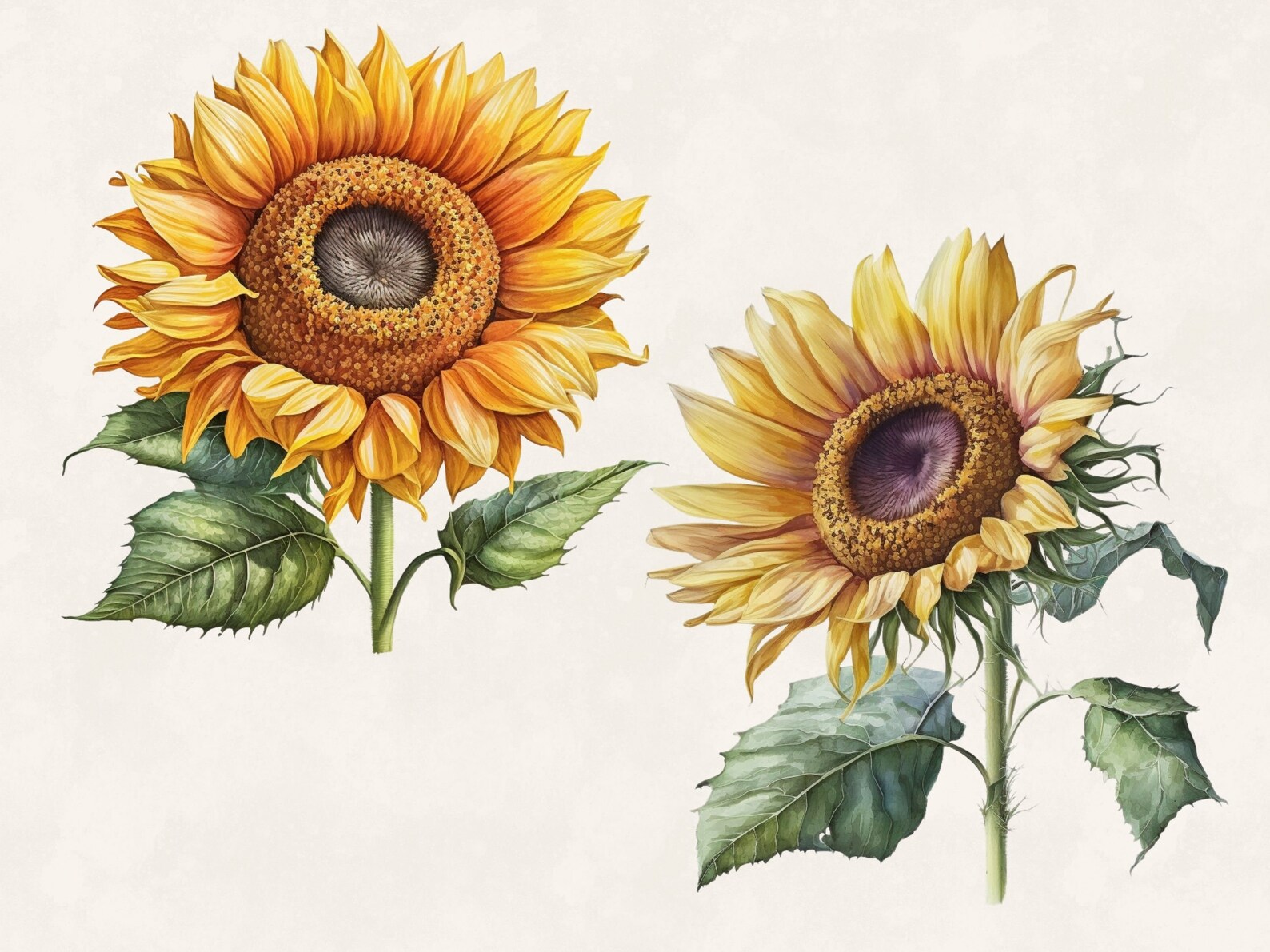 5 Sunflowers Watercolor Clipart Bundle Commercial Use - Etsy