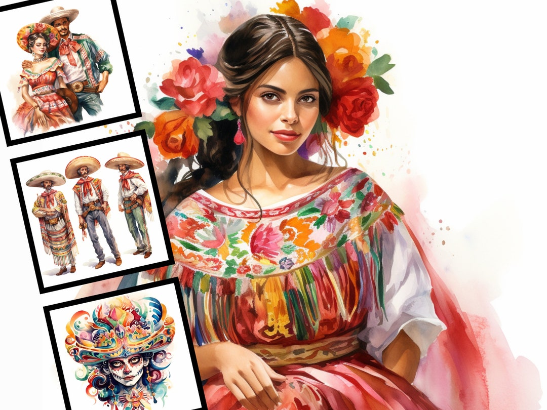 Mexican Fiesta Watercolor Clipart: Commercial Use Digital Art Bundle - Etsy