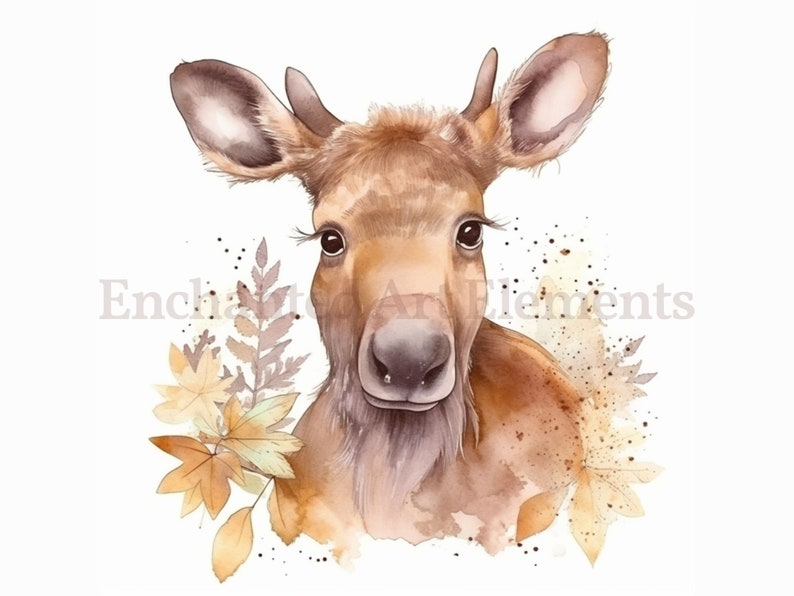 6 Watercolor Baby Moose Illustration Nursery Art Commercial - Etsy