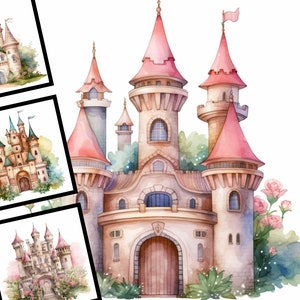 Cute Castle Clipart Watercolor Illustration Kids Clipart Commercial Use ...
