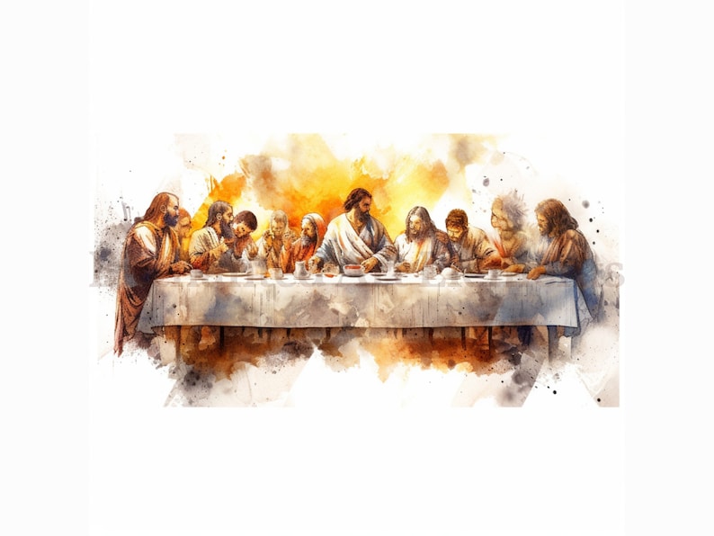Last Supper Watercolor Clipart: Commercial Use Digital Art (JPG) - Etsy